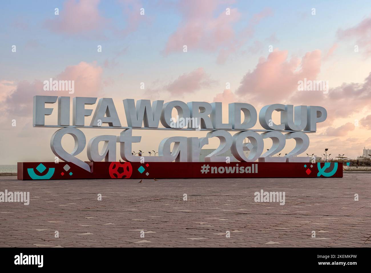 FIFA World Cup Qatar 2022 Official Countdown Clock Doha Corniche Stock ...