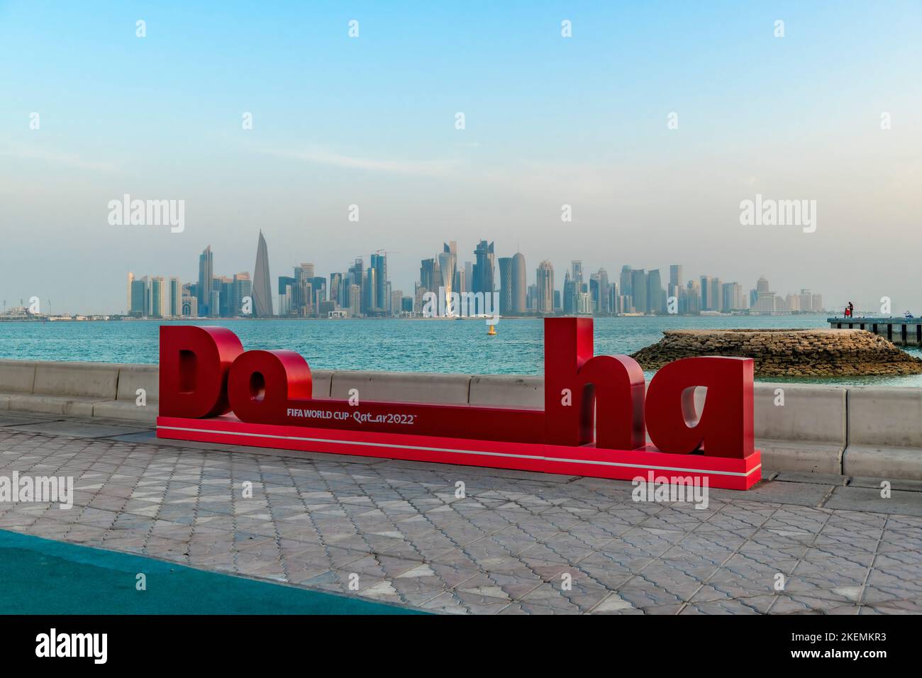 FIFA World Cup Qatar 2022 Official Countdown Clock Doha Corniche Stock ...