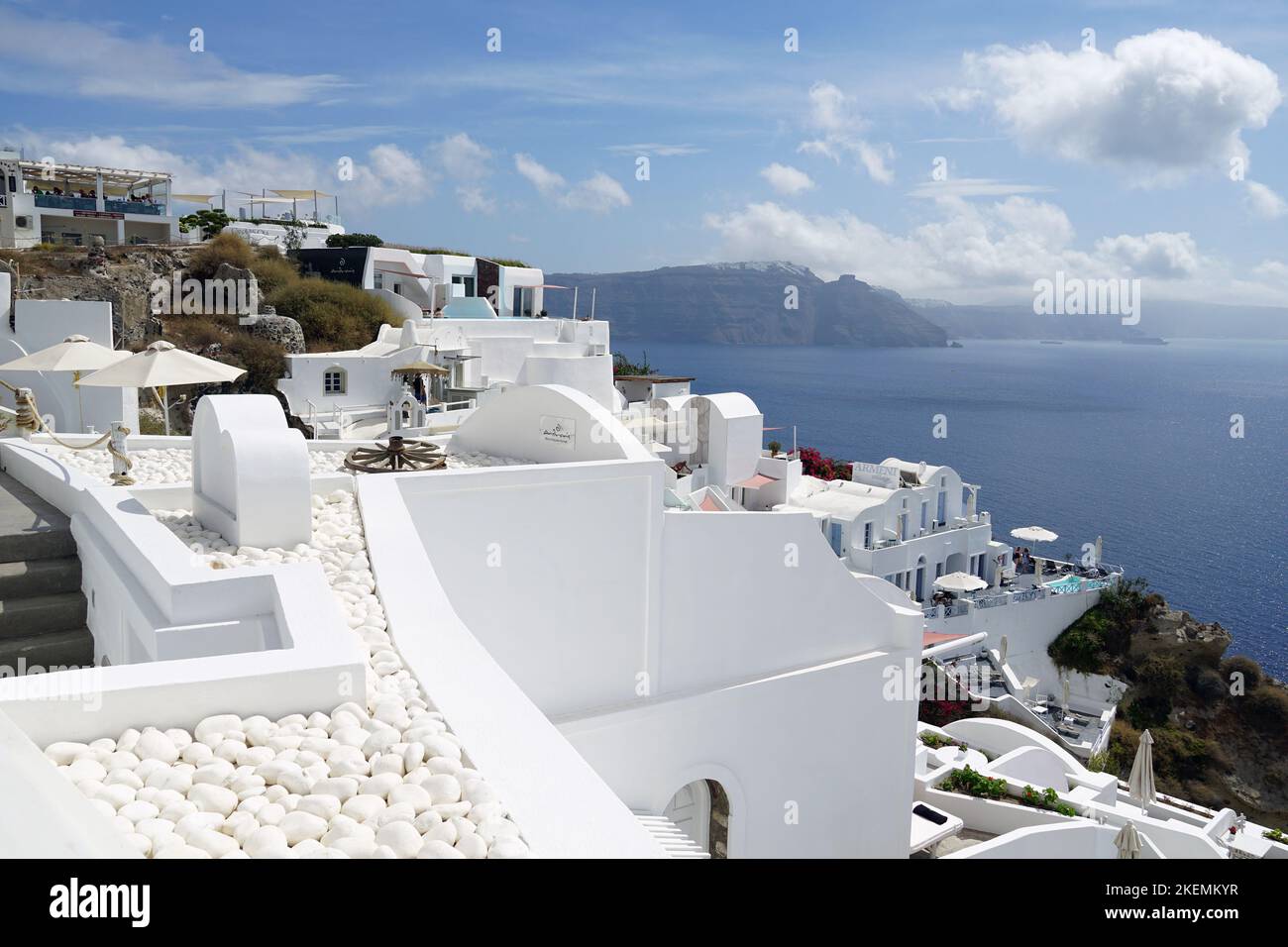 View, Oia or Ia, (Pano Meria), Santorini, Greece, Europe Stock Photo ...