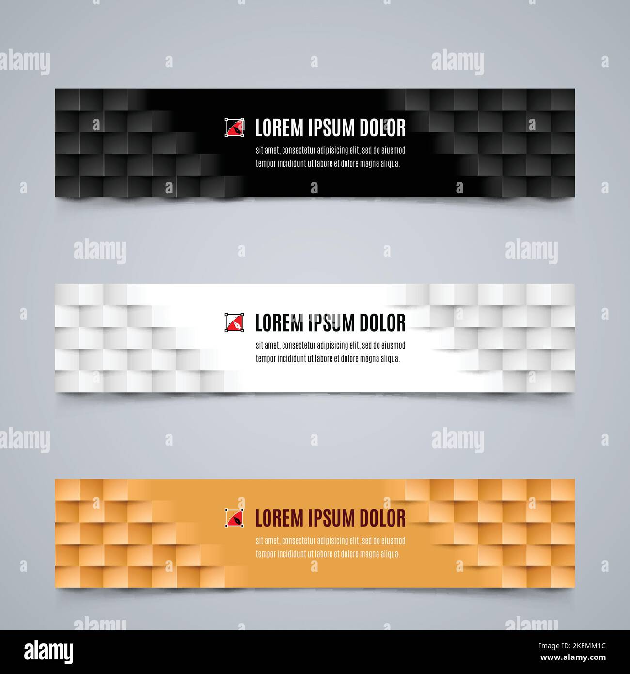 Set of Modern Banners Template with Geometric Pattern in White, Black ...