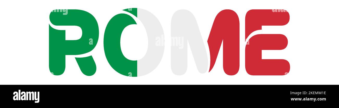 Rome and Italian flag lettering. Flat vector illustration isolated on ...