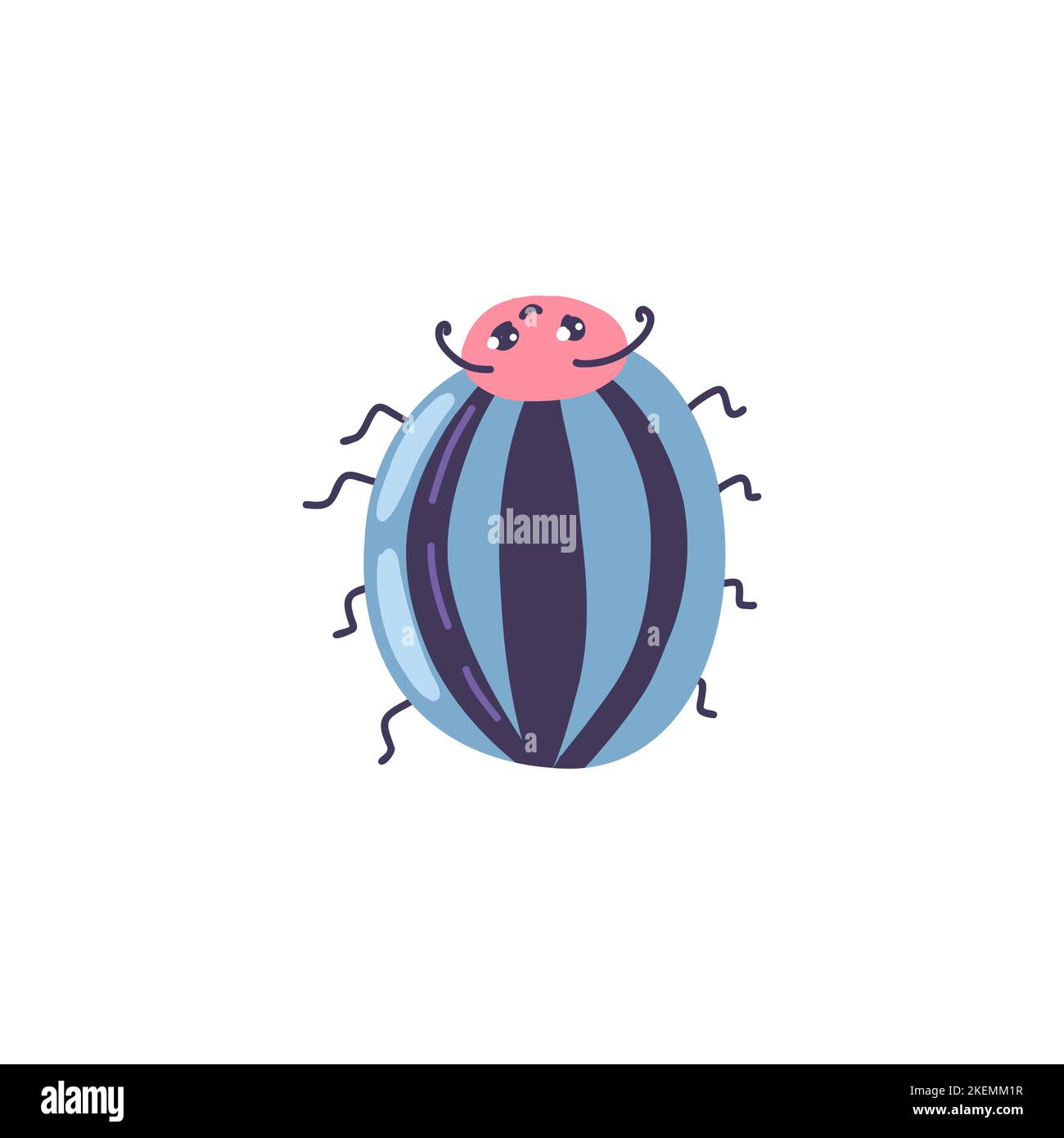 Funny bug. Happy cartoon insect. Colorful hand drawn vector ...