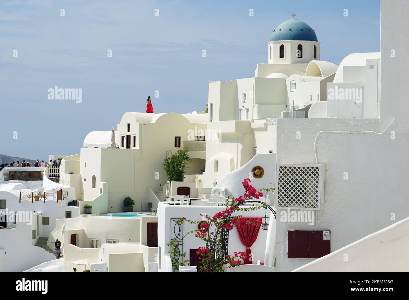 View, Oia or Ia, (Pano Meria), Santorini, Greece, Europe Stock Photo ...