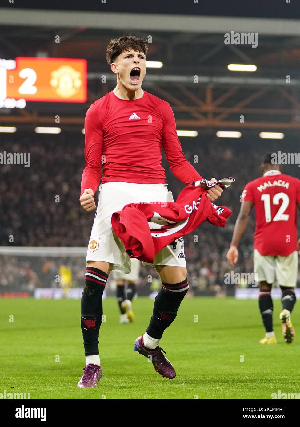 Manchester United's Alejandro Garnacho celebrates after he scores his ...