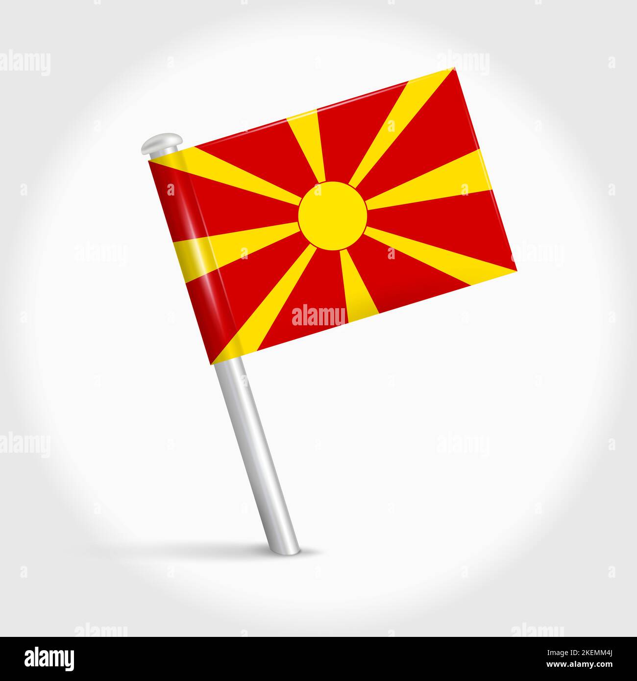 Macedonia map pin flag icon. Macedonian pennant map marker on a metal ...