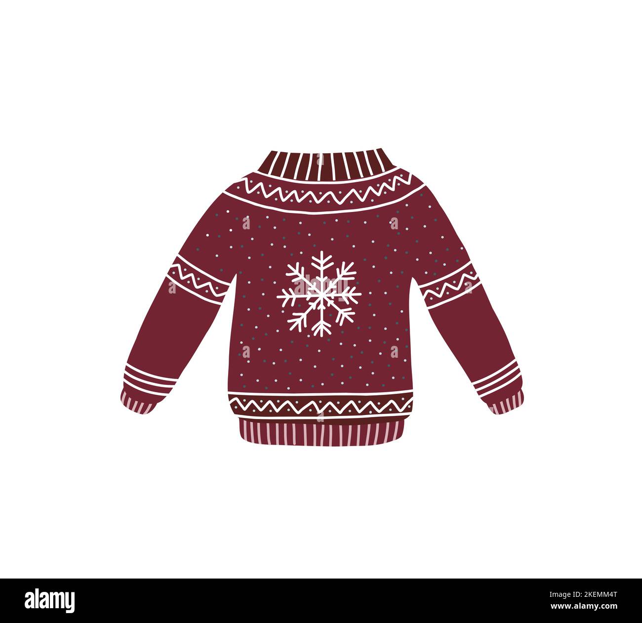 Ugly sweater. Warm knitted jumpers with snowflake and ornament. Vector ...