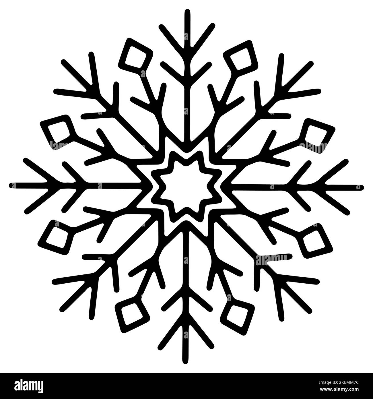 Simple Outline Snowflake Sign. Doodle Snowflake Icon Stock Vector Image ...
