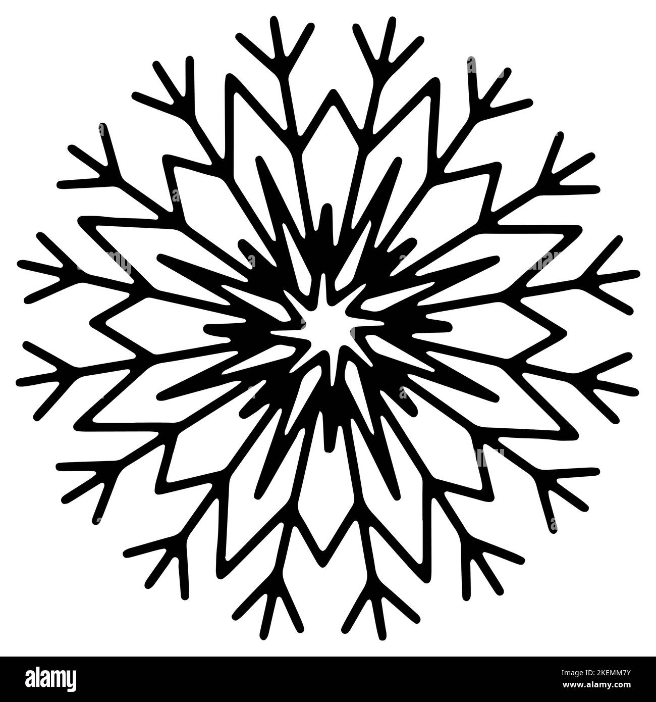 Simple Outline Snowflake Sign. Doodle Snowflake Icon Stock Vector Image ...