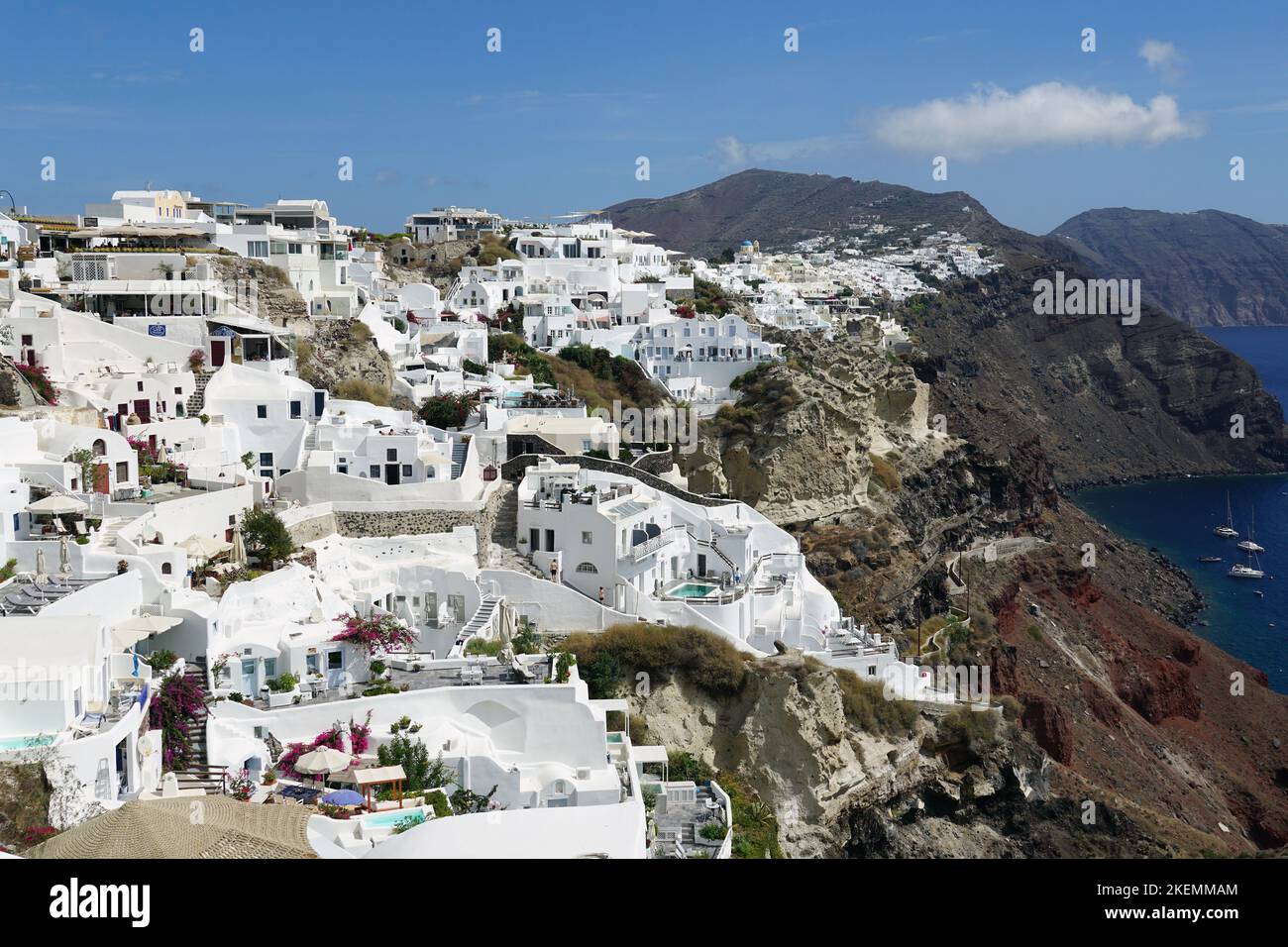 View, Oia or Ia, (Pano Meria), Santorini, Greece, Europe Stock Photo ...