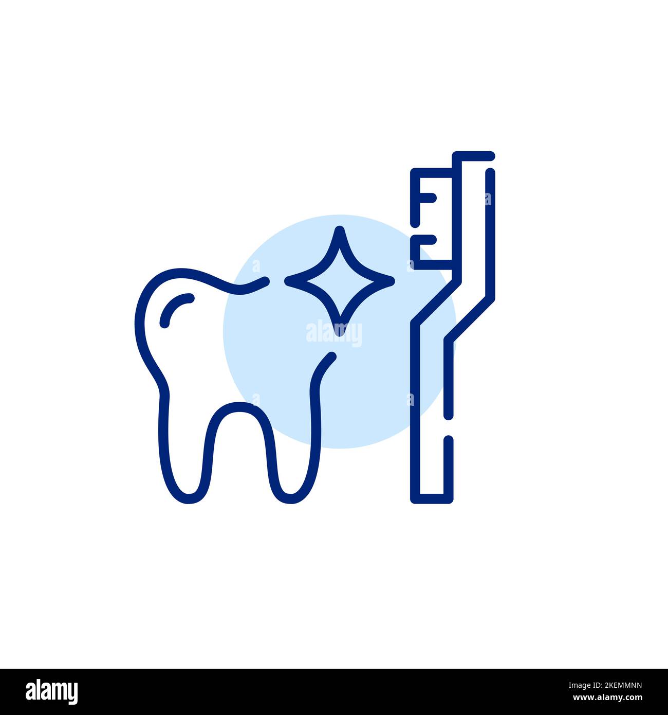 Shiny tooth with toothbrush. Dental care. Pixel perfect, editable ...