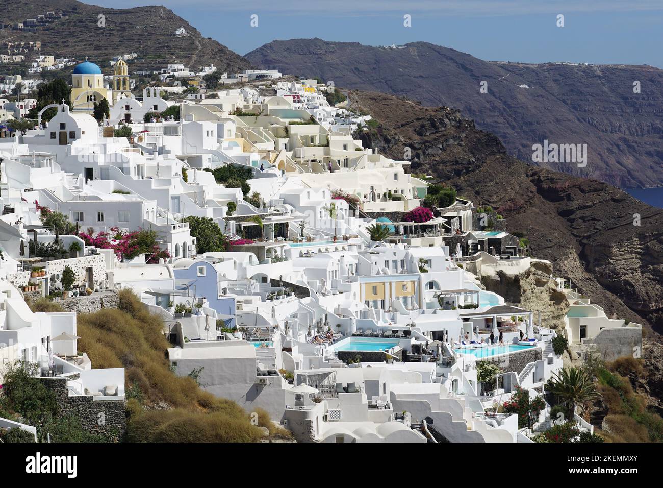 View, Oia or Ia, (Pano Meria), Santorini, Greece, Europe Stock Photo ...