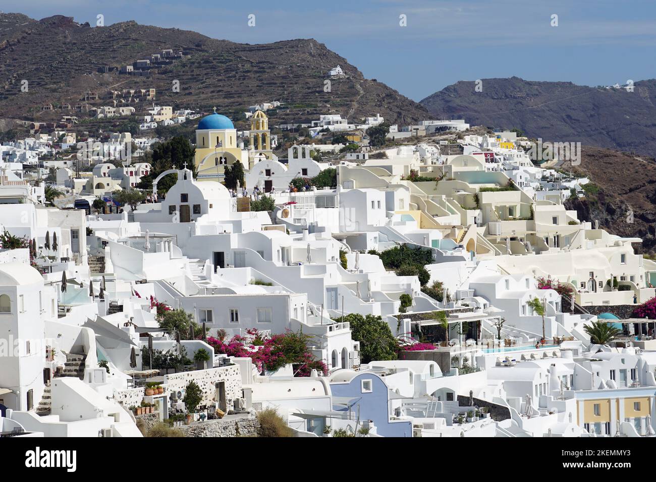 View, Oia or Ia, (Pano Meria), Santorini, Greece, Europe Stock Photo ...