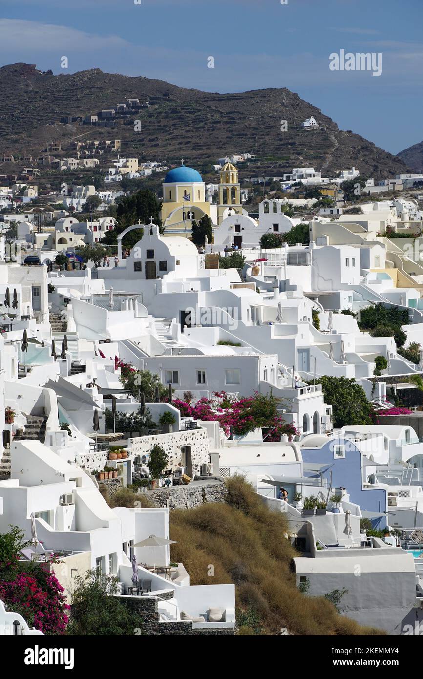 View, Oia or Ia, (Pano Meria), Santorini, Greece, Europe Stock Photo ...