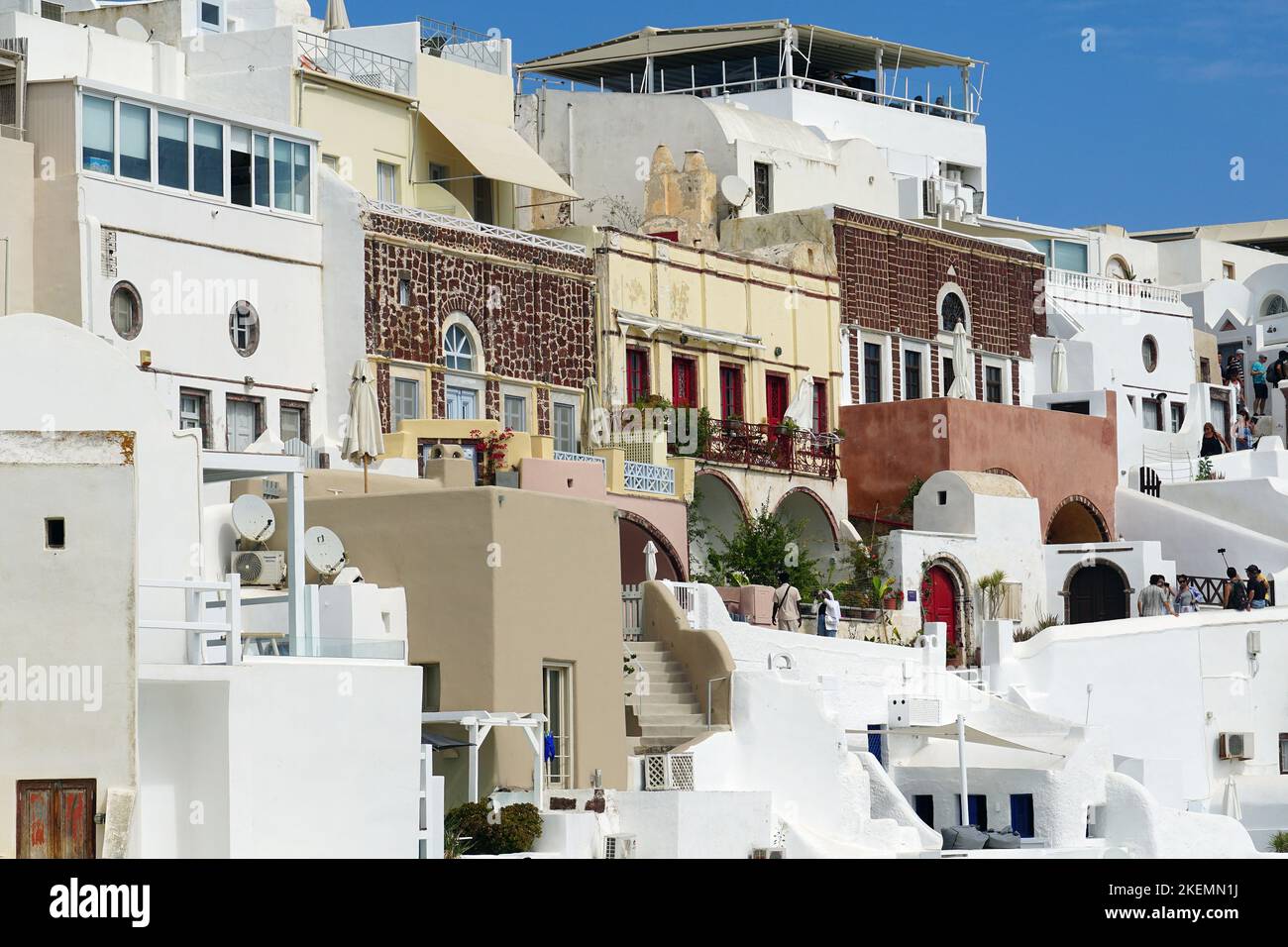 View, Oia or Ia, (Pano Meria), Santorini, Greece, Europe Stock Photo ...