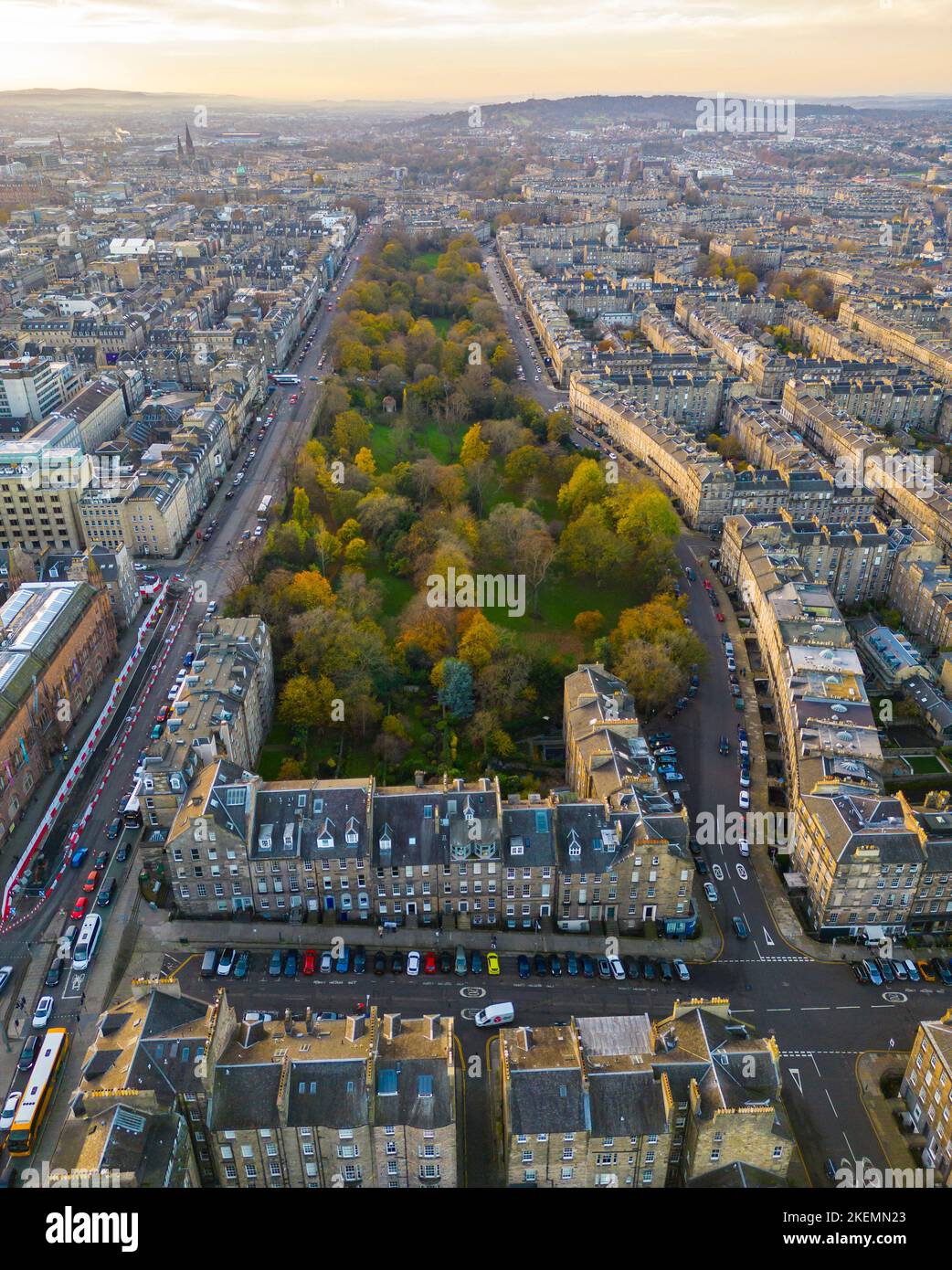 Aerial view of private gardens beside Queen Street in Edinburgh New ...