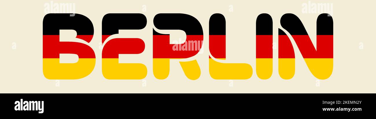 Berlin and German flag lettering. Flat vector illustration isolated on ...