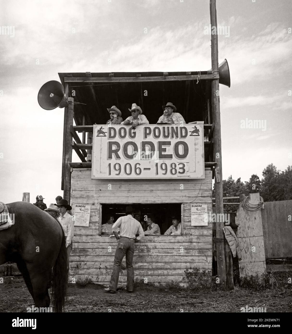 Announcer's booth and rodeo office at the rural Dog Pound Rodeo ...