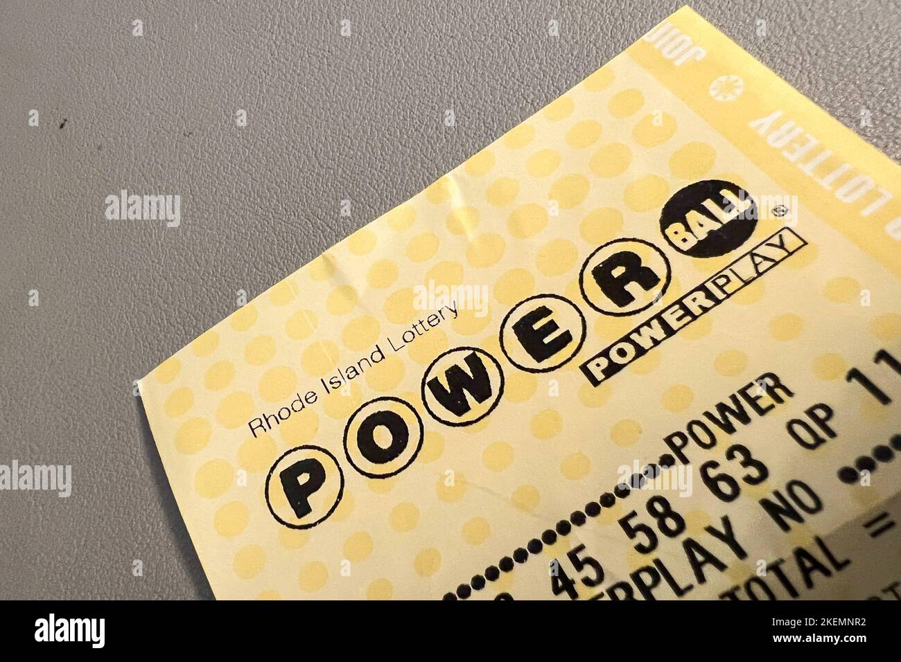 Rhode Island Powerball tickets are displayed in New York on Nov. 12 ...