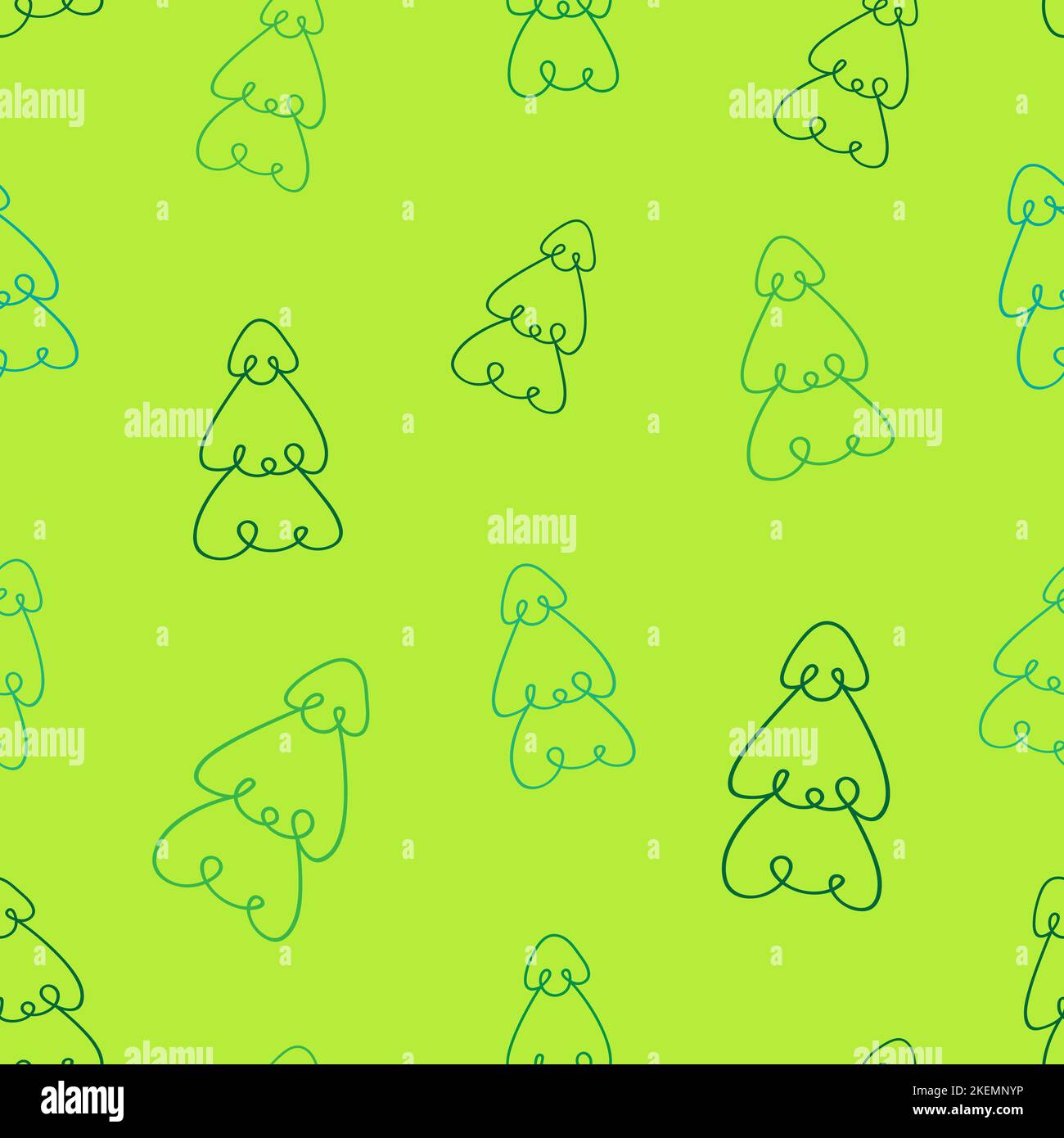 Christmas trees line Seamless pattern. Winter happy New Year wrapping ...