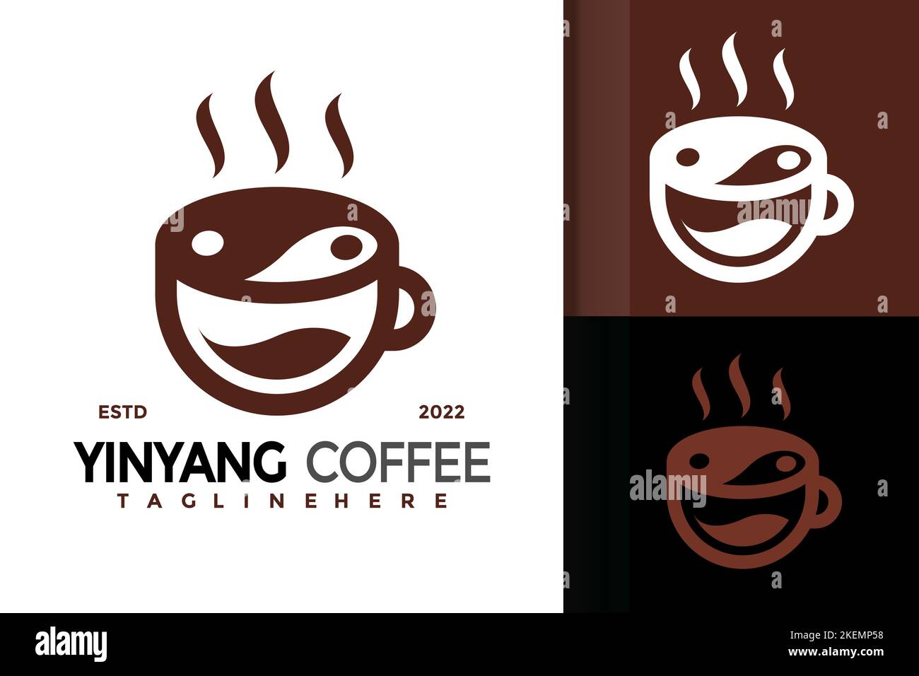 A vector of a Yinyang Coffee Logo Design with hot coffee cups Stock ...