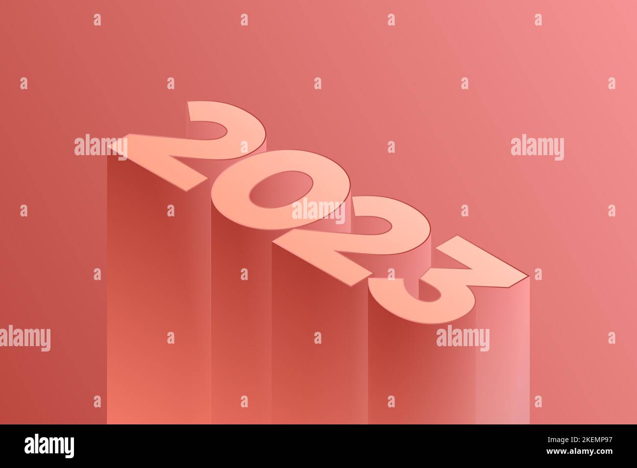 3d isometric Light Pink color 2023 Design illustration for greetings ...