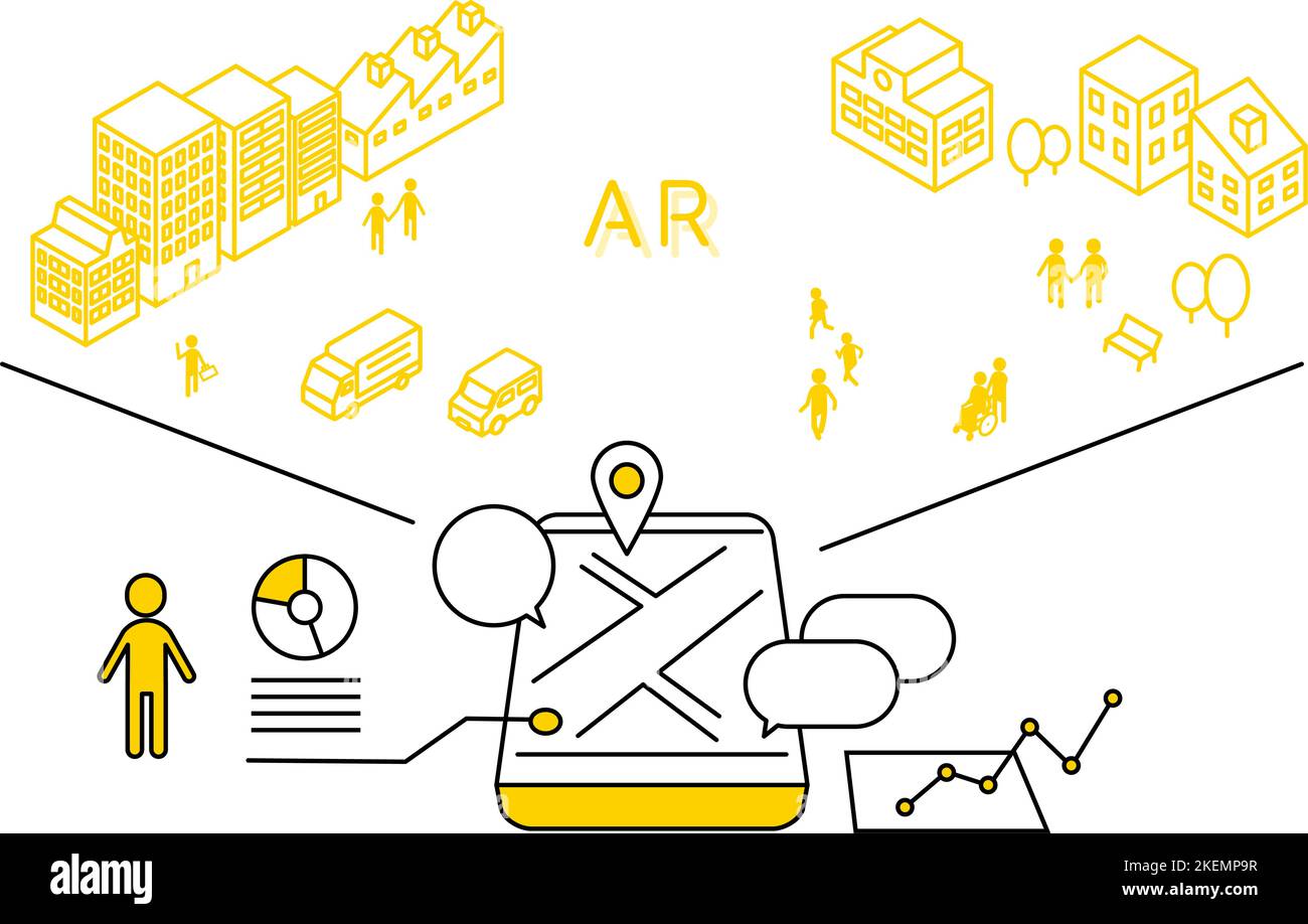 Image of augmented reality (AR) using a smartphone, AR (augmented reality) displayed in ...