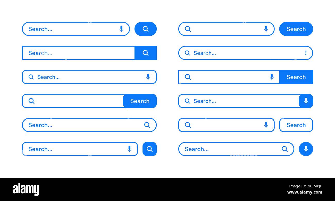 Various search bars with outline border. Internet browser engine with ...
