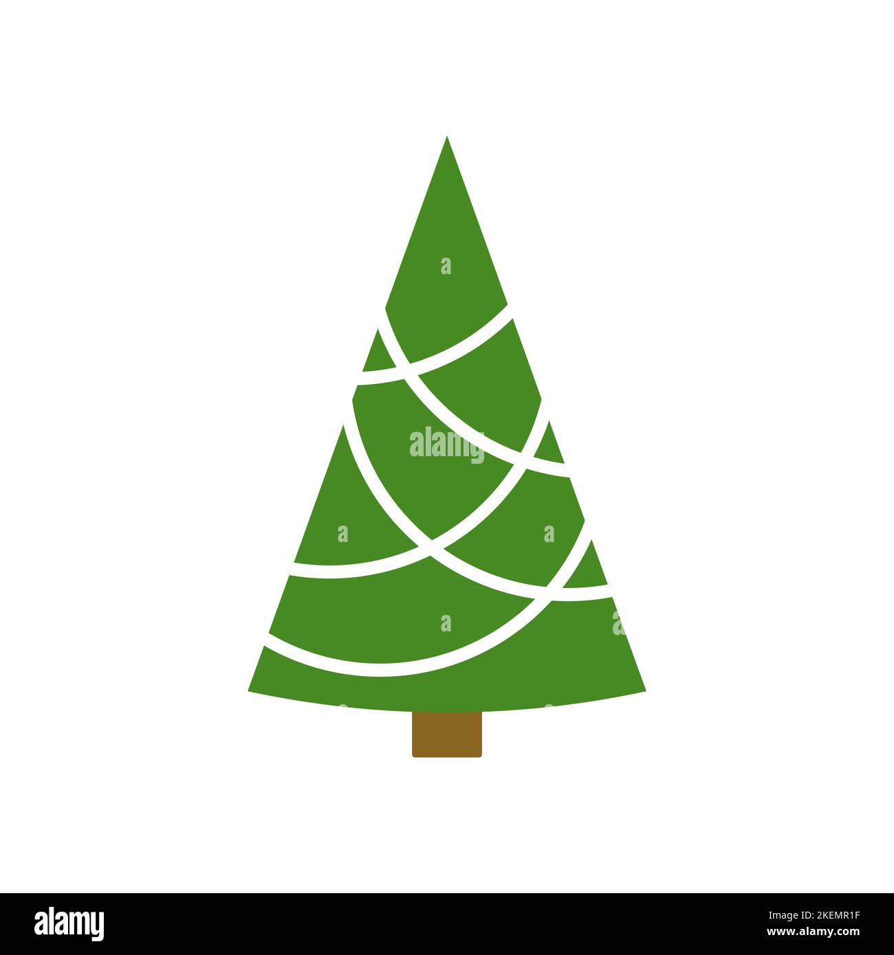 Christmas tree flat icon set. Xmas cartoon craft collection. Vector new ...