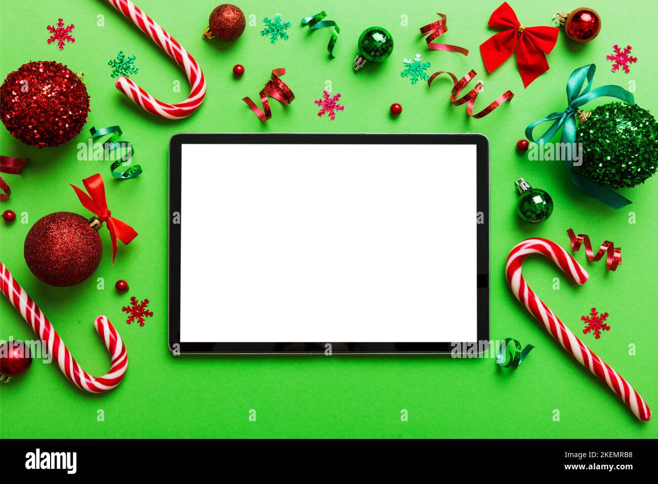 Top view of empty on Christmas background made of new year decorand ...