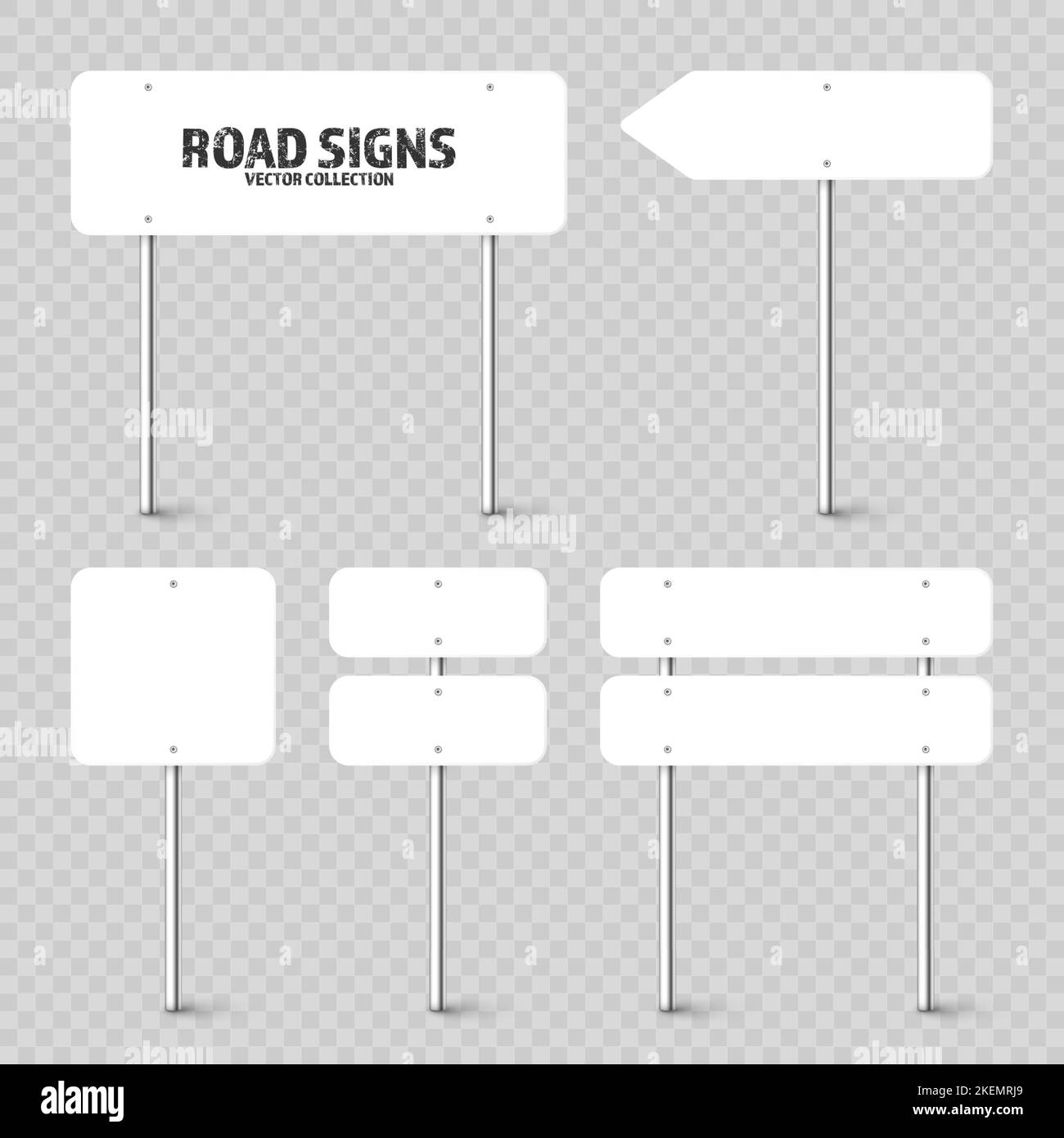 Various road, traffic signs. Highway signboard on a chrome metal pole ...