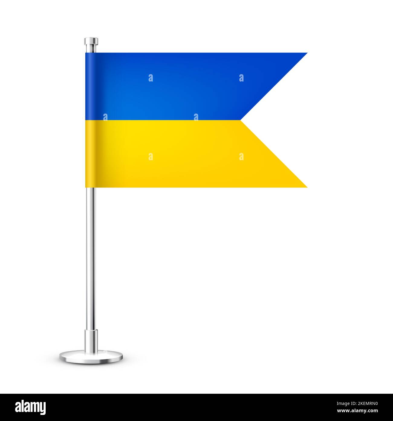 Realistic Ukrainian table flag on a chrome steel pole. Souvenir from ...