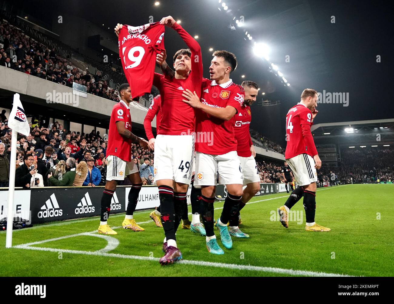 Manchester United's Alejandro Garnacho (left) celebrates after he ...