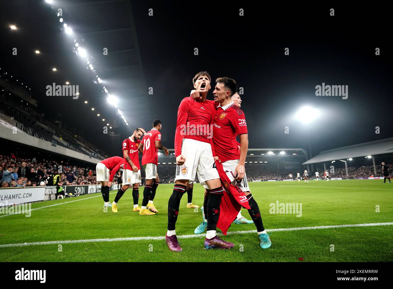 Manchester United's Alejandro Garnacho (left) celebrates after he ...