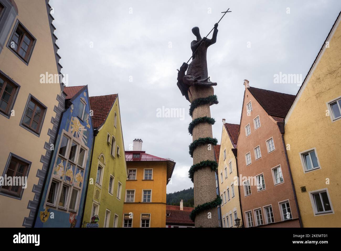 Fussen, Germany - August 19, 2022: View of the traditional painted ...