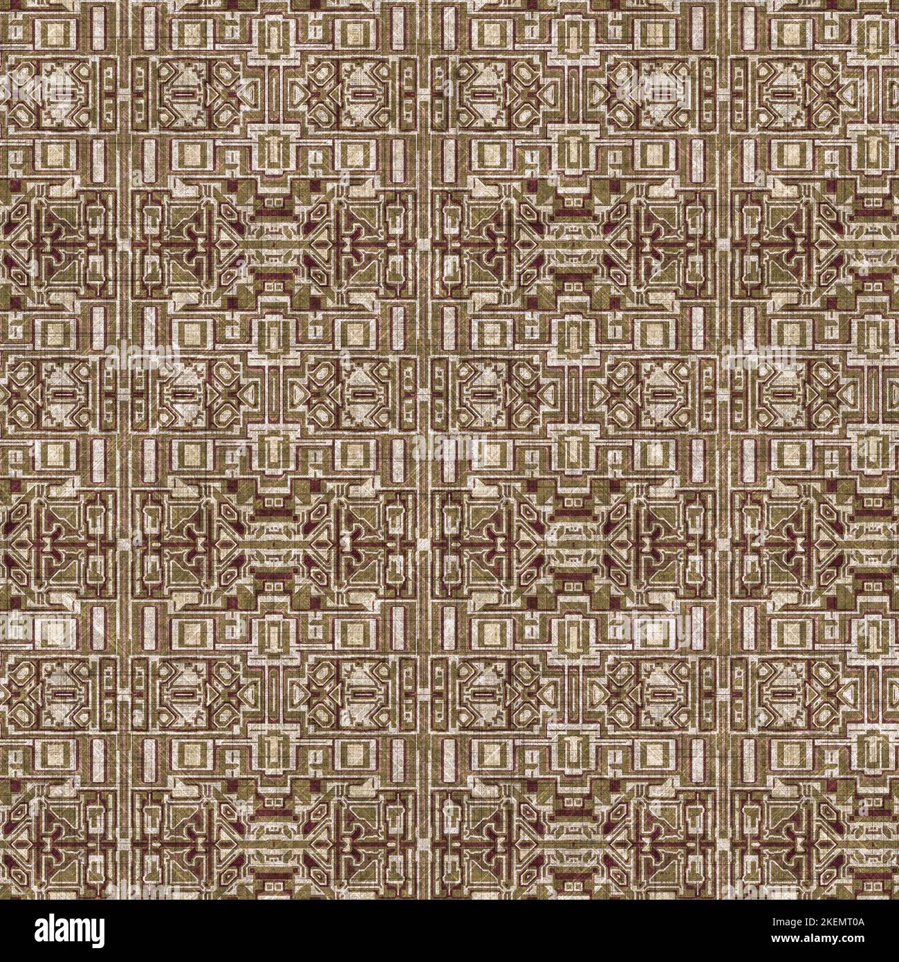 Sepia brown geometric canvas effect seamless texture. Material geo ...