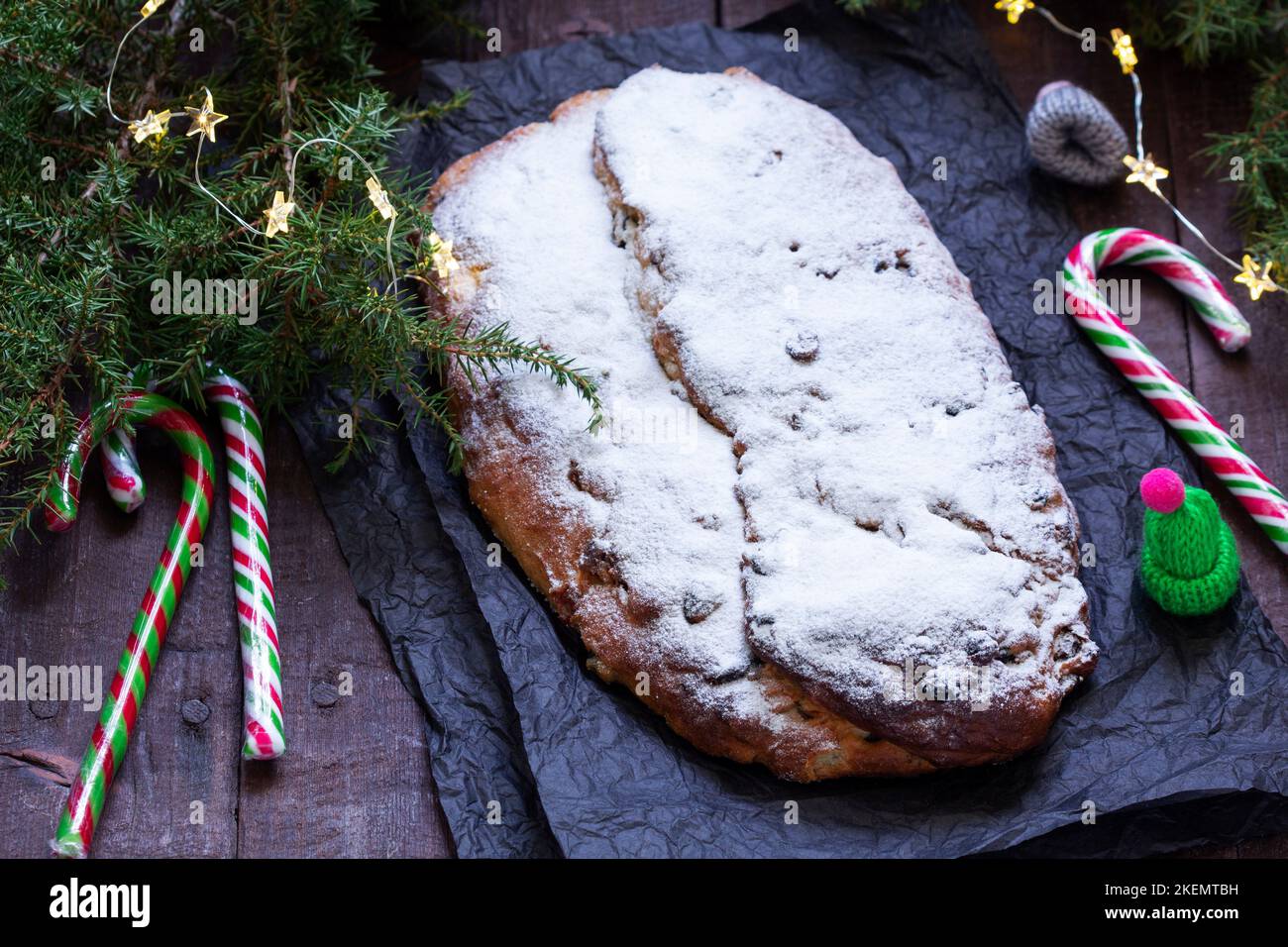 Christmas stollen with dried fruits, nuts and spices, Christmas ...