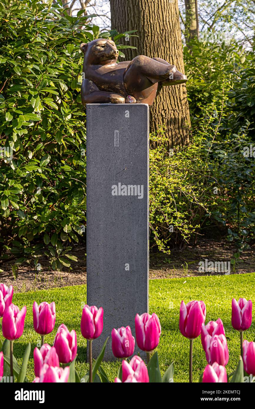 April 14, 2022 Lisse, The Netherlands. Beautiful public garden with ...