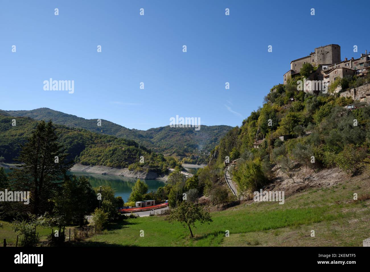 Italy, Lazio, Turano lake, Castel di Tora Stock Photo - Alamy