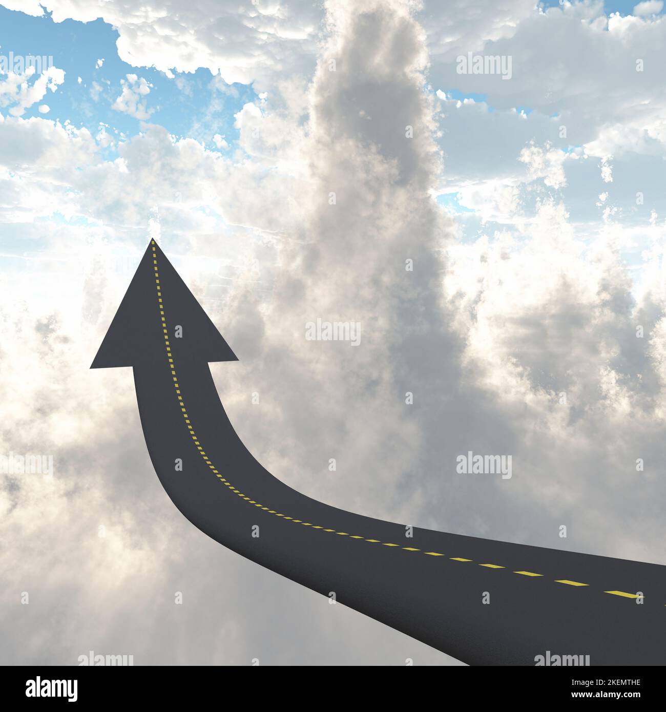 Road in the clouds. 3D rendering Stock Photo - Alamy