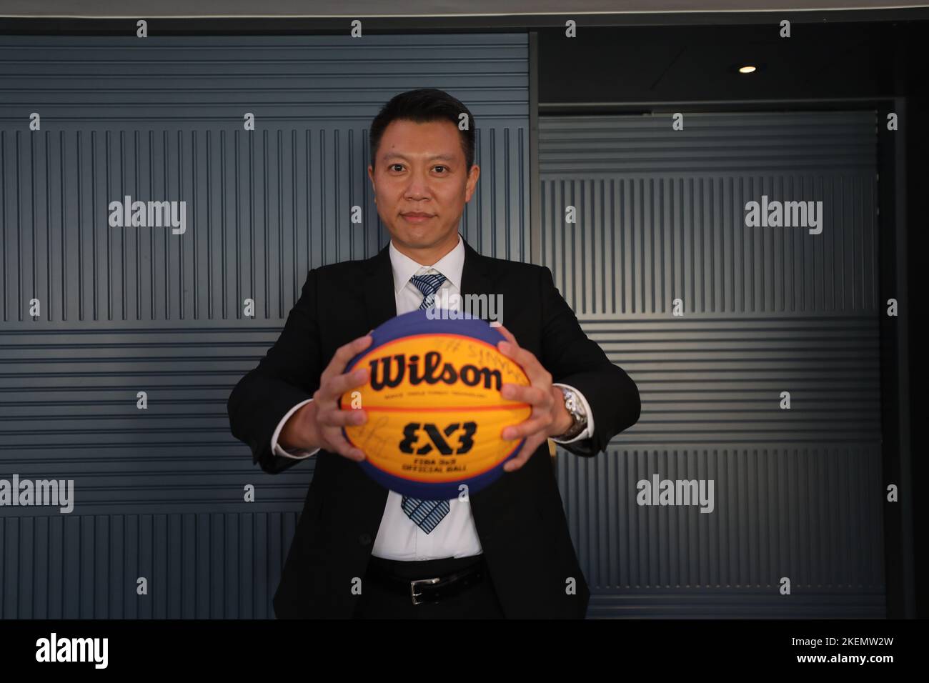 Kenny Wong, CEO of M1 Group Limited, attends a press conference to ...