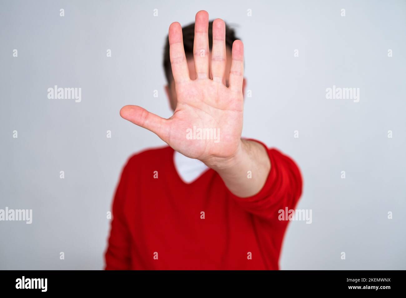 Halt hand open palm rejection hi-res stock photography and images - Alamy