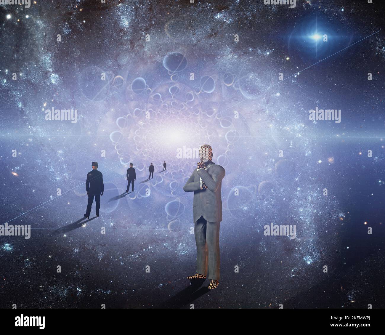 Men thoughts in space. 3D rendering Stock Photo - Alamy