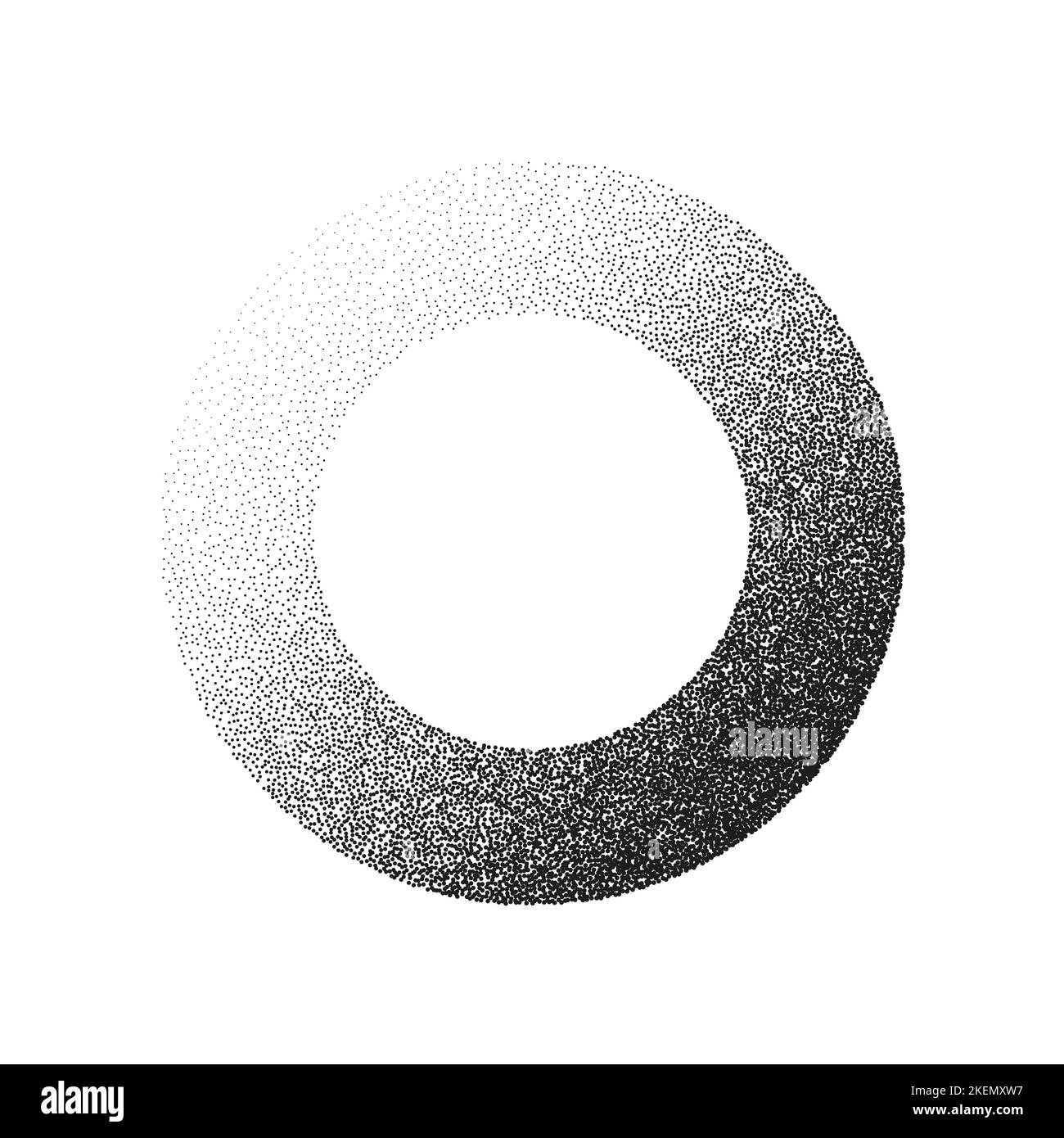 Round shaped dotted object, stipple elements. Fading gradient ...