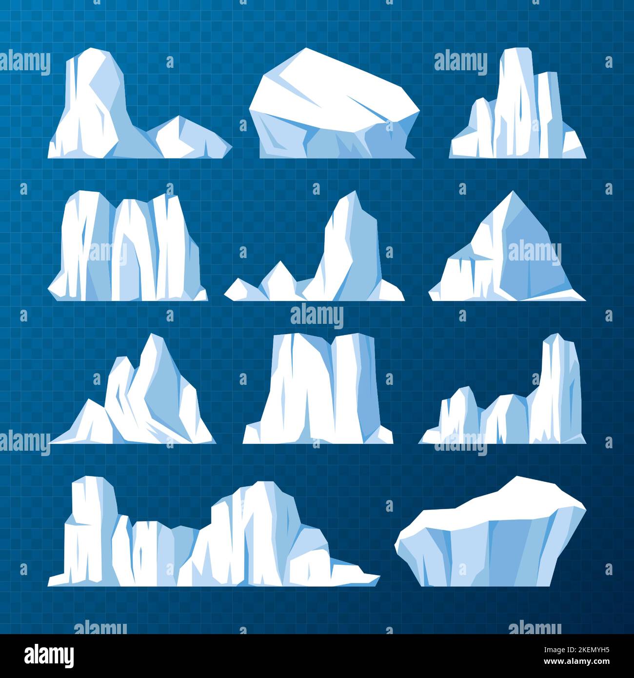 Floating icebergs collection. Drifting arctic glacier, block of frozen ...