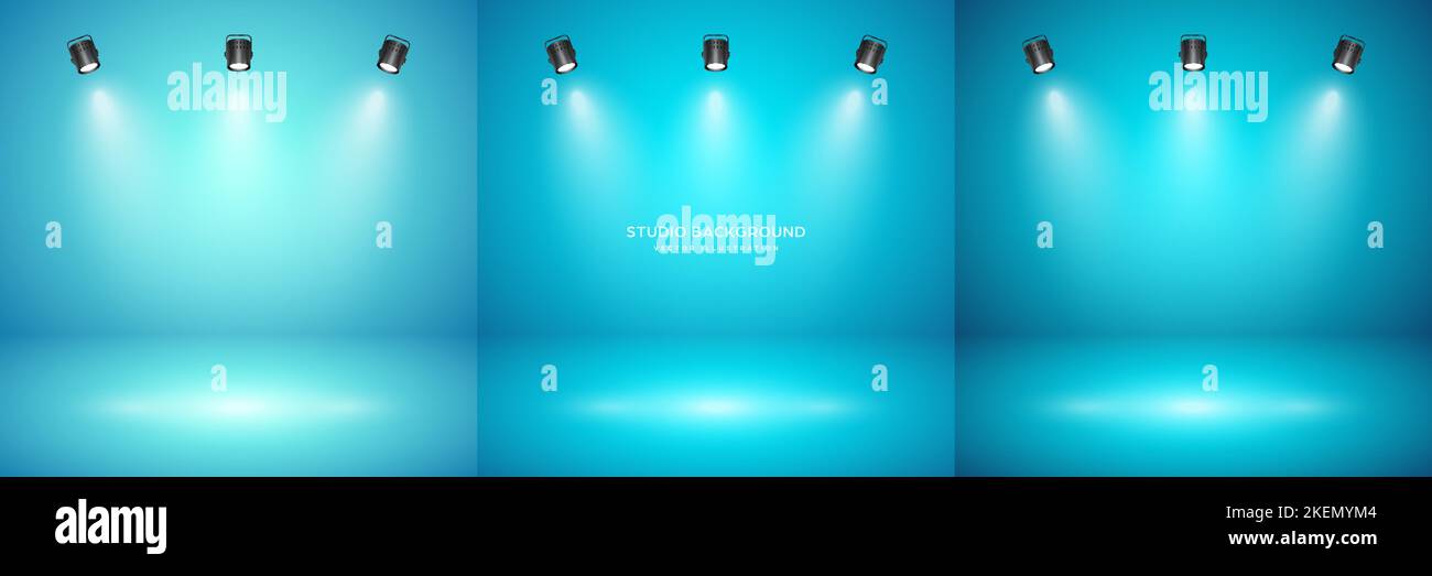 Empty blue studio abstract backgrounds with spotlight effect. Product ...