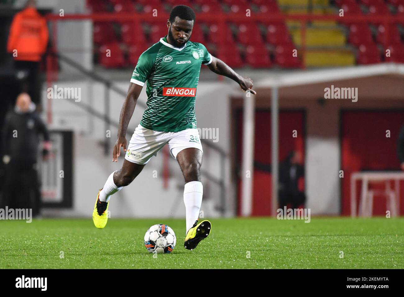 Lommel's Yeboah Amankwah pictured in action during a soccer match ...