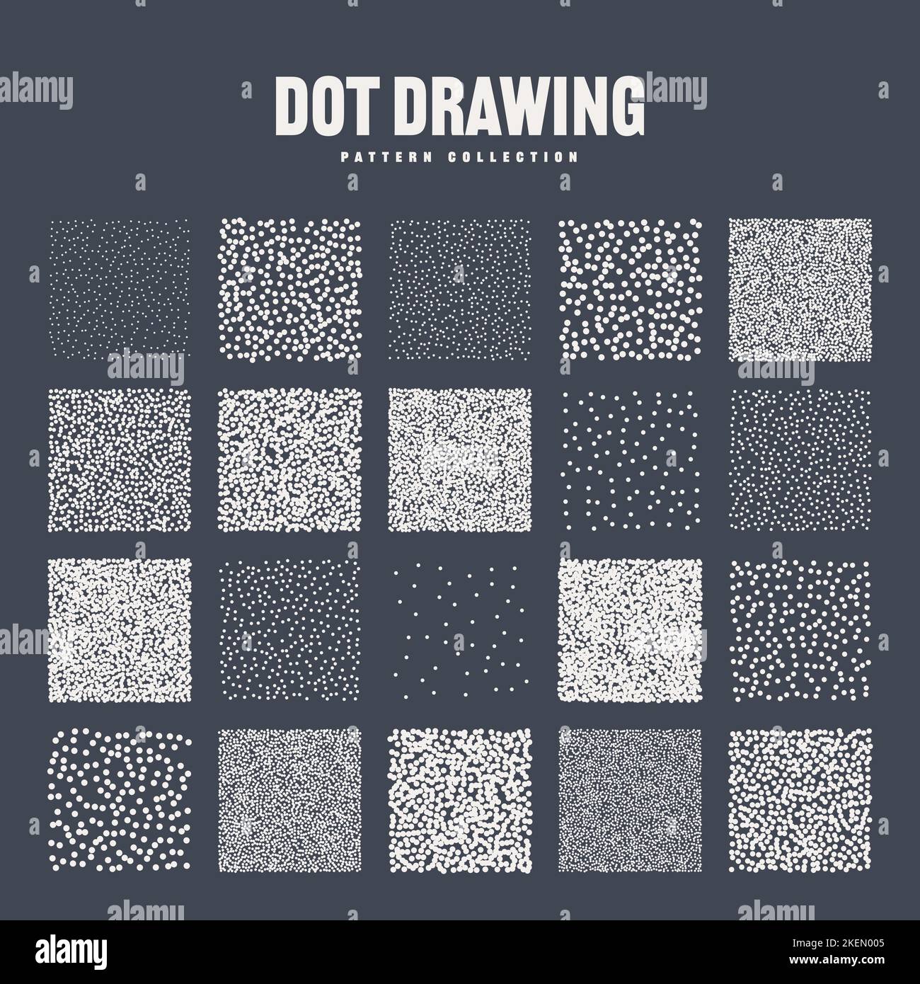 Square shaped dotted objects, stipple elements. Stippling, dotwork ...