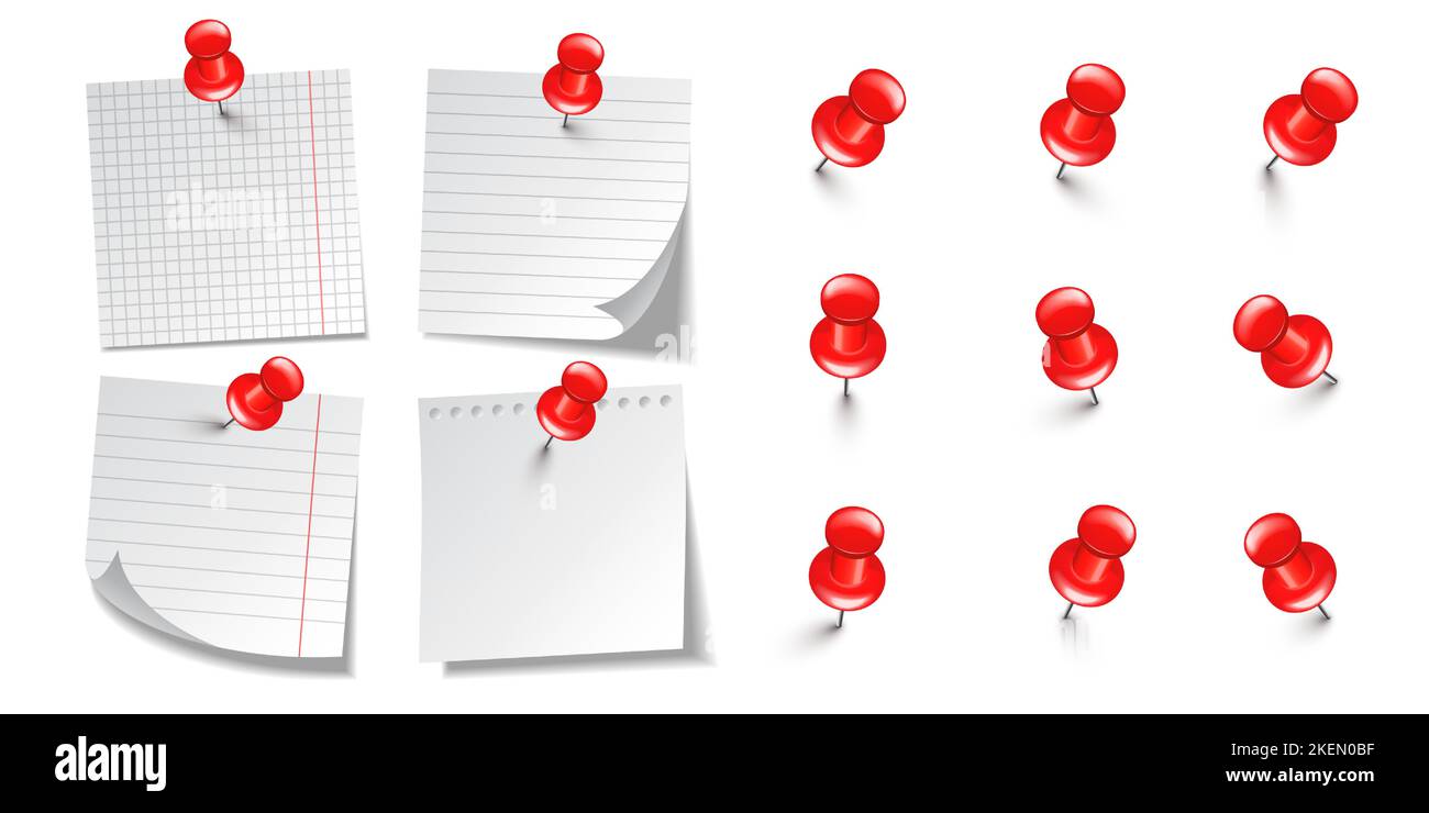 Realistic blank sticky notes isolated on white background. White sheets ...