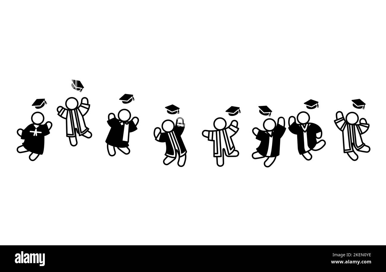 doodle cartoon in graduated gown celebration vector illustration ...