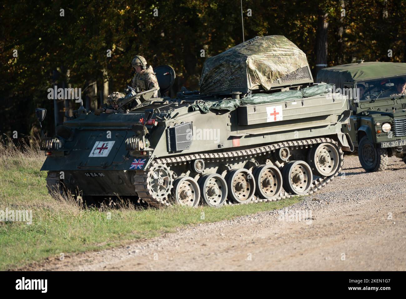 British army FV432 Bulldog armored personnel carrier on a military ...